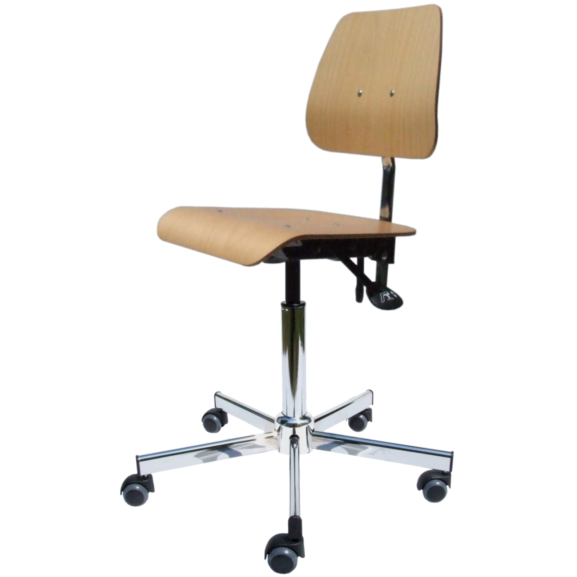 Siège bois vérin et piètement chromés OPTIMA asynchrone - SiègePRO
